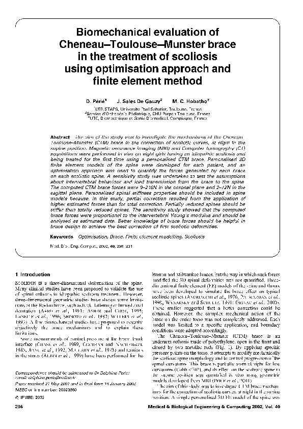 (PDF) Biomechanical evaluation of Cheneau-Toulouse-Munster brace in the treatment of scoliosis ...