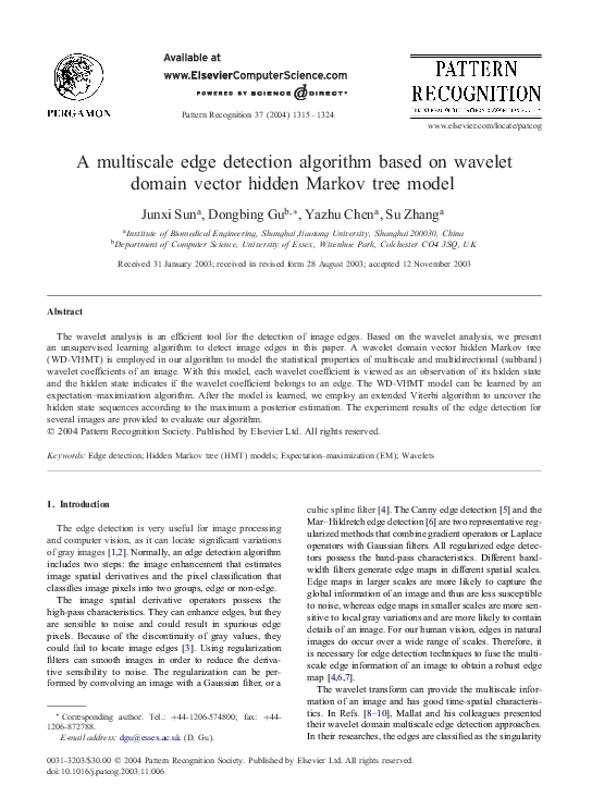 (PDF) A multiscale edge detection algorithm based on wavelet domain vector hidden Markov tree model