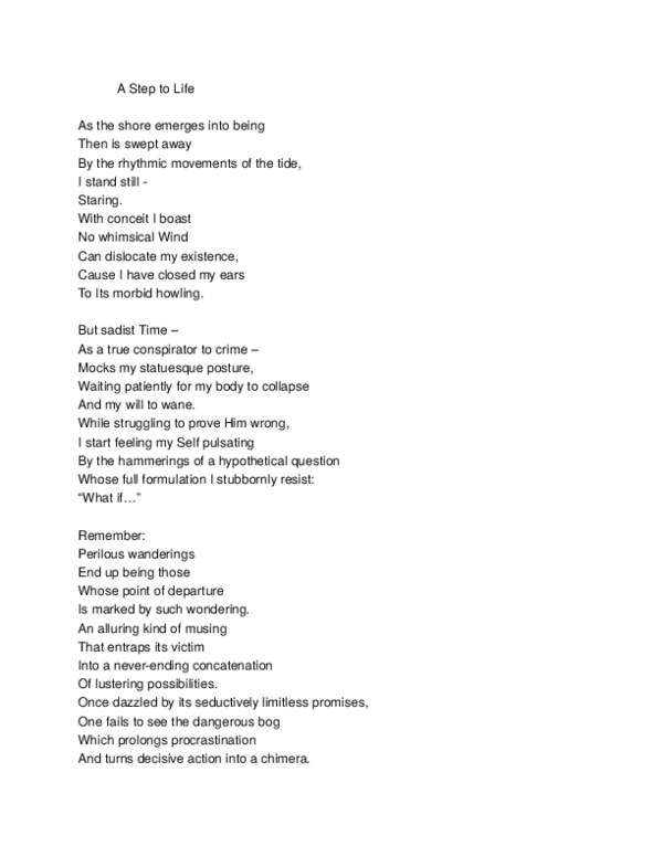 (DOC) “A Step to Life” / Poem published in the online literary magazine ...