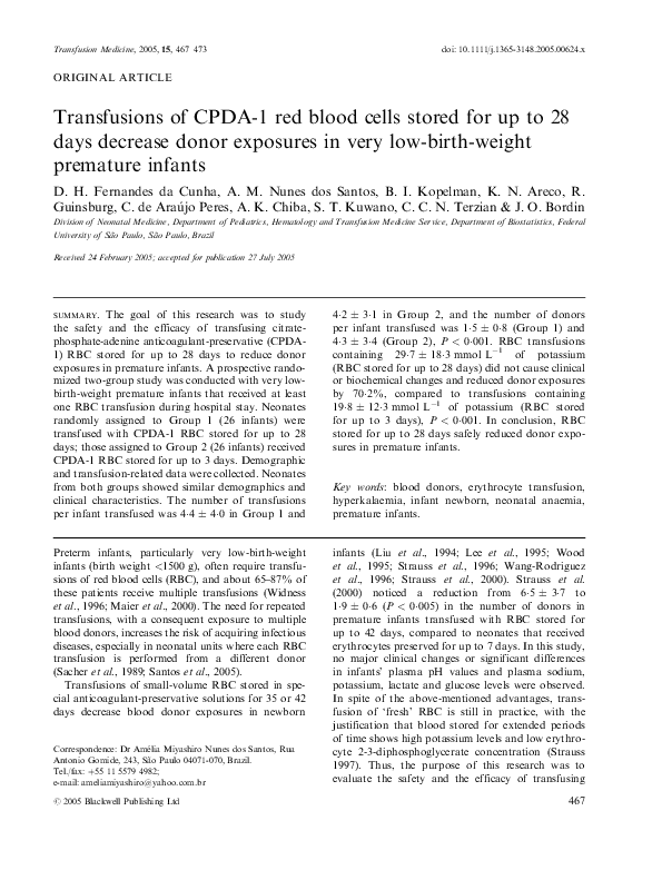 (PDF) Transfusions of CPDA-1 red blood cells stored for up to 28 days ...