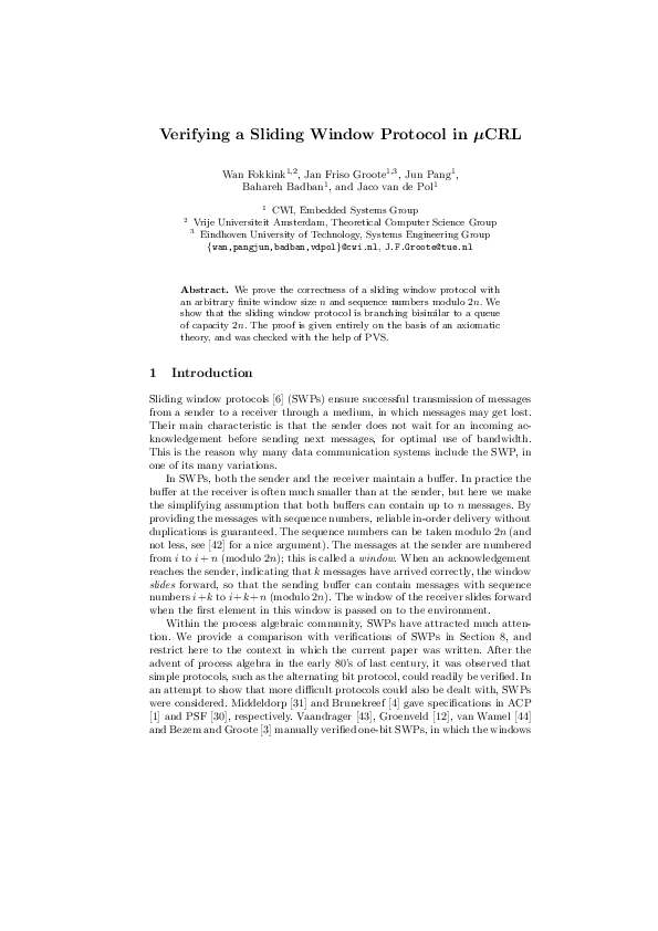 (PDF) Verifying a Sliding Window Protocol in μCRL