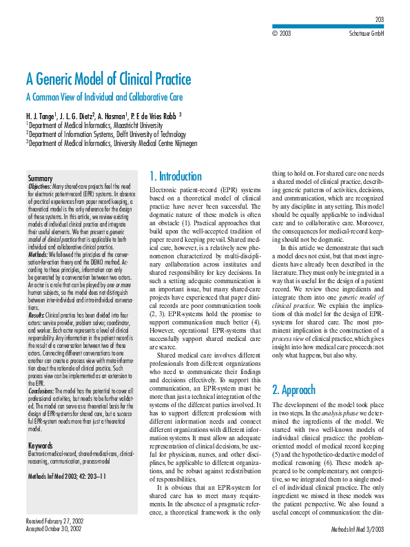 (PDF) A generic model of clinical practice