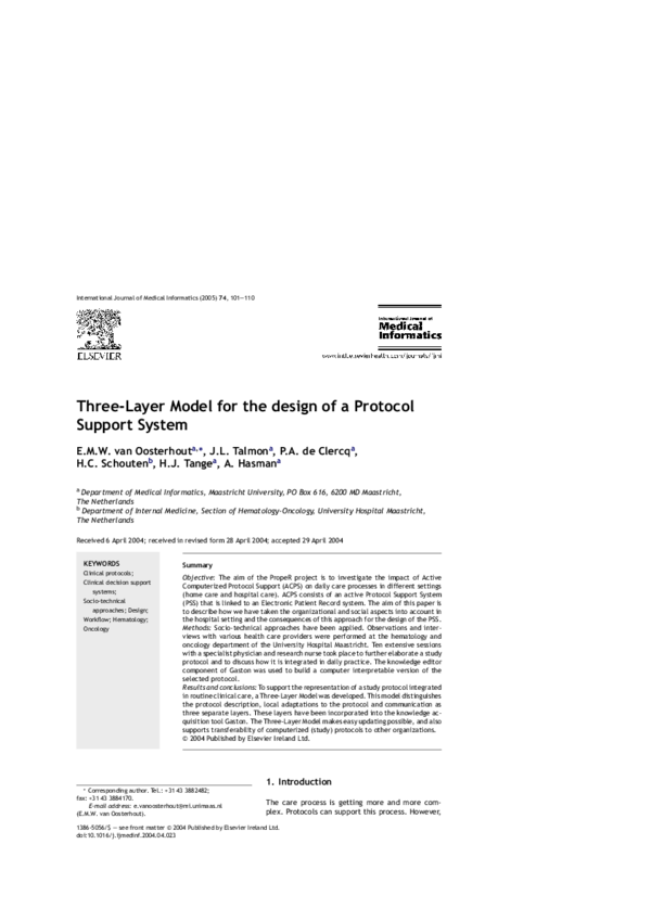 (PDF) Three-Layer Model for the design of a Protocol Support System