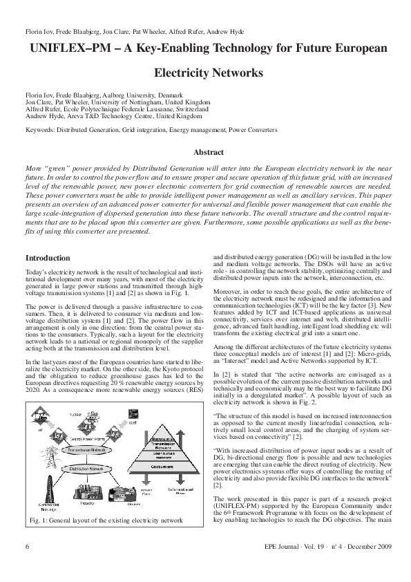 (PDF) UNIFLEX-PM A Key-Enabling Technology for Future European Electricity Networks