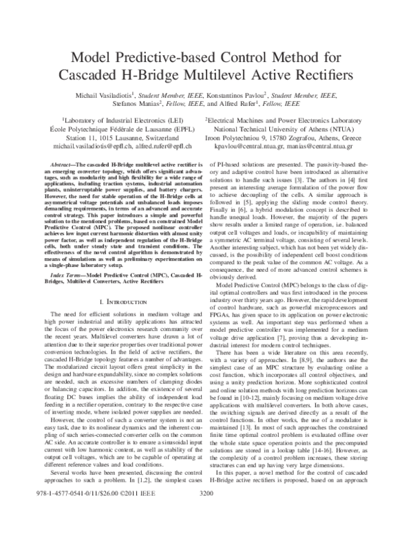 (PDF) Model predictive-based control method for cascaded H-Bridge multilevel active rectifiers