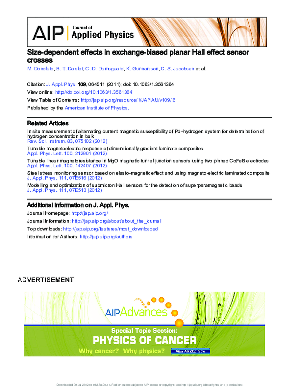 (PDF) Size-dependent effects in exchange-biased planar Hall effect sensor crosses
