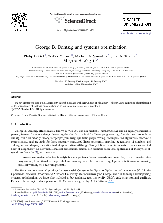 (PDF) George B. Dantzig and systems optimization