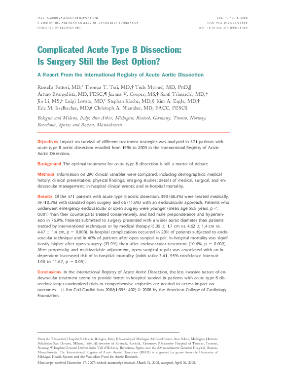 (PDF) Complicated Acute Type B Dissection: Is Surgery Still the Best ...