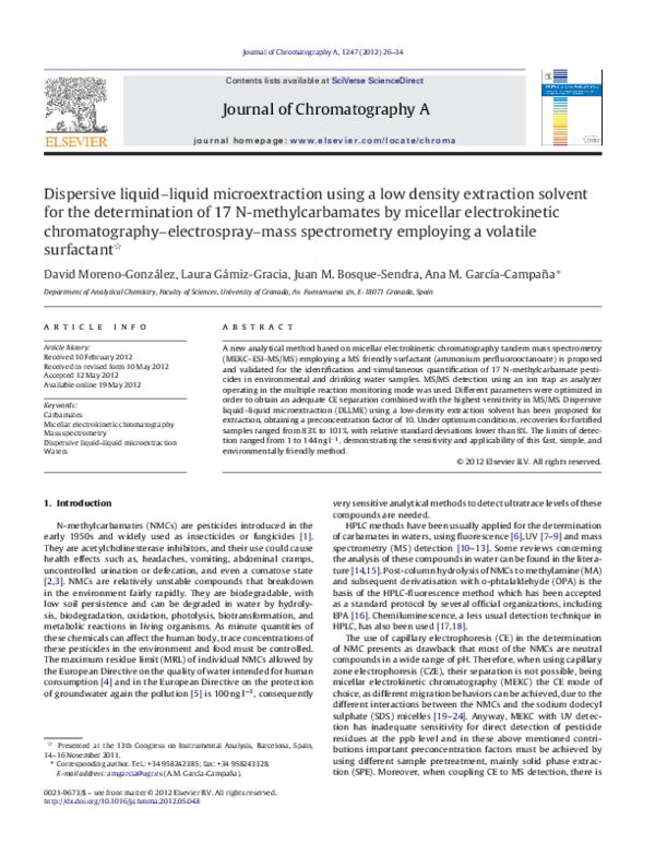(PDF) Dispersive liquid-liquid microextraction using non-chlorinated ...