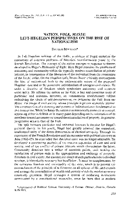 (PDF) Nation, volk, masse: Left-Hegelian perspectives on the rise of ...