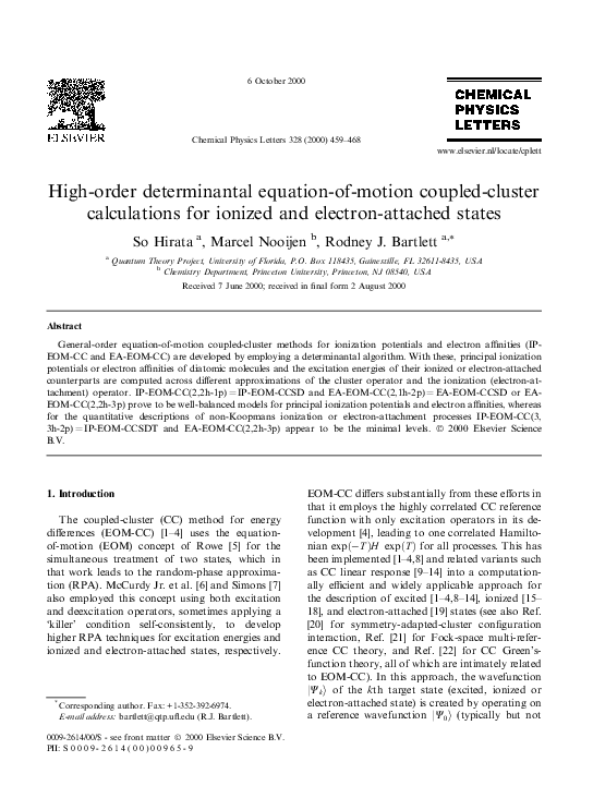 (PDF) High-order determinantal equation-of-motion coupled-cluster calculations for electronic ...
