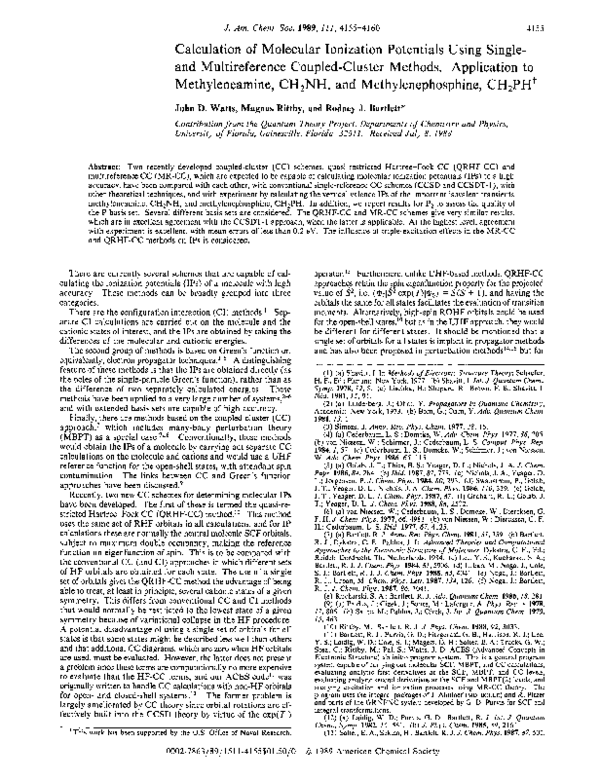 (PDF) Calculation of molecular ionization potentials using single- and ...