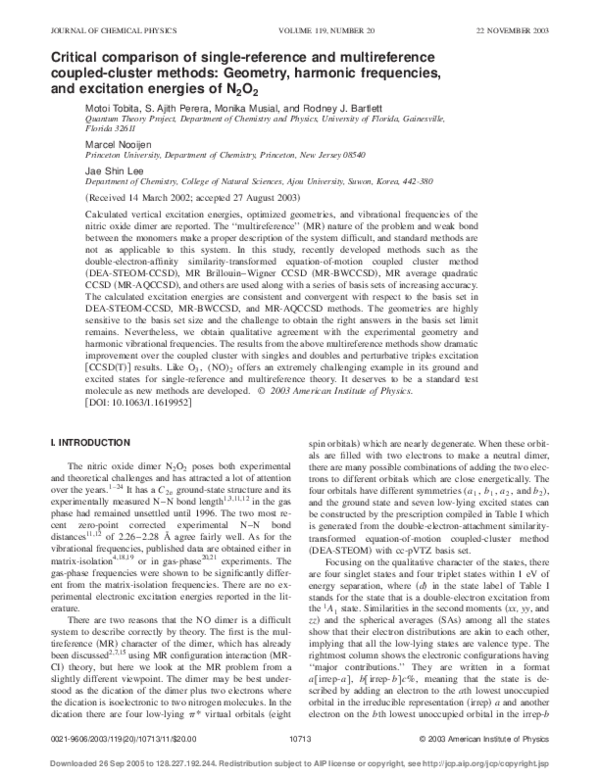 Pdf Critical Comparison Of Single Reference And Multireference