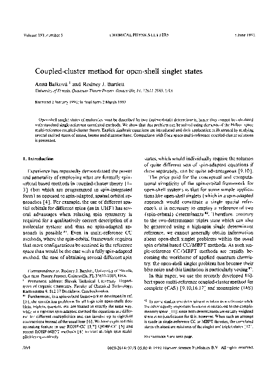 Pdf Coupled Cluster For Open Shell Singlet States