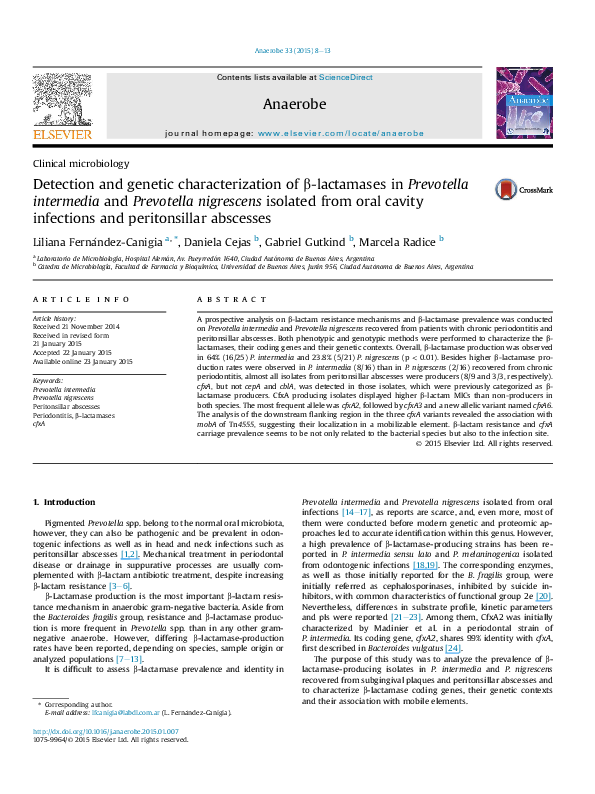 (PDF) Detection and genetic characterization of β-lactamases in ...