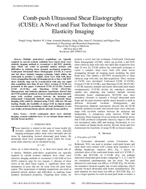 (PDF) Shear wave elastography on the GE LOGIQ E9 with Comb-push ...