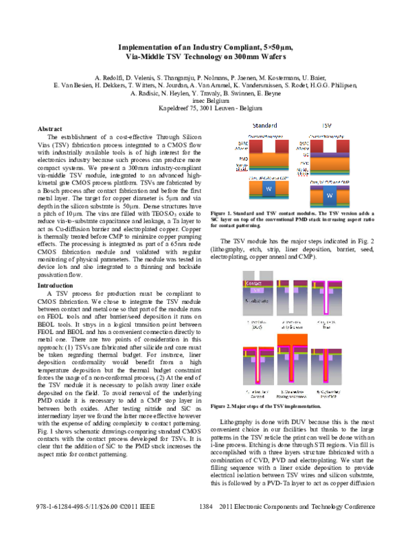 (PDF) Implementation of an industry compliant, 5×50μm, via-middle TSV ...