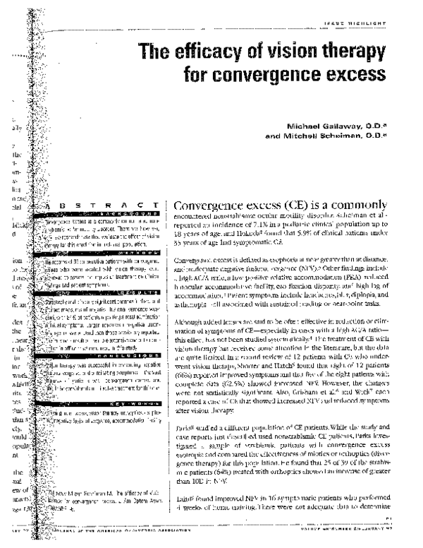 (PDF) The Effectiveness of Vision Therapy for the Treatment of ...