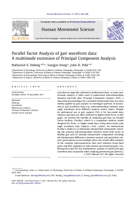 (PDF) Parallel Factor Analysis of gait waveform data: A multimode ...