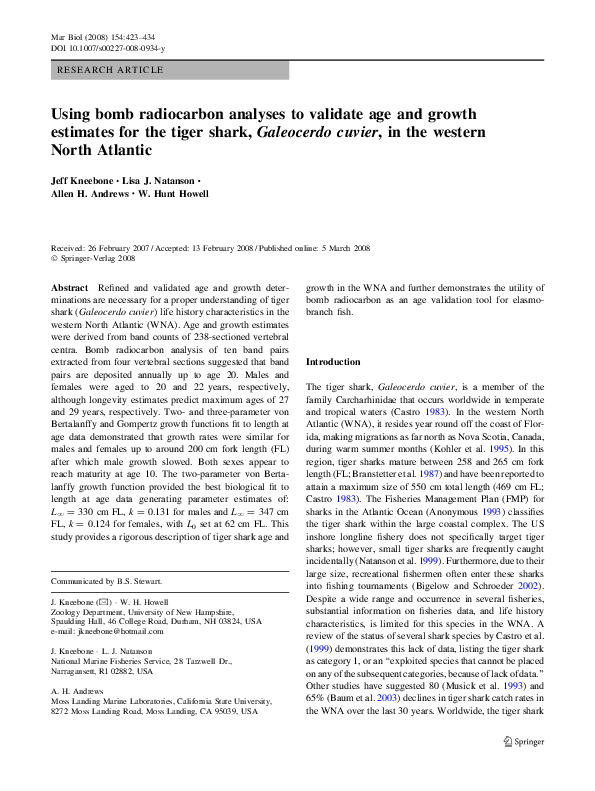 (PDF) Age validation of great hammerhead shark (Sphyrna mokarran ...