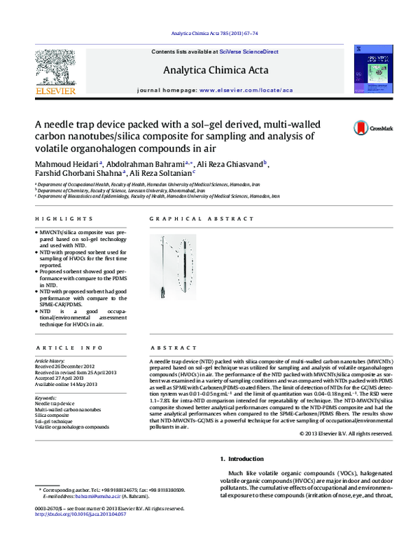 (PDF) A needle trap device packed with a sol–gel derived, multi-walled ...