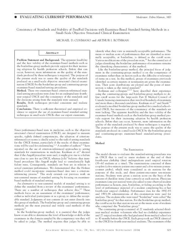 (PDF) Consistency of Standards and Stability of Pass/Fail Decisions ...