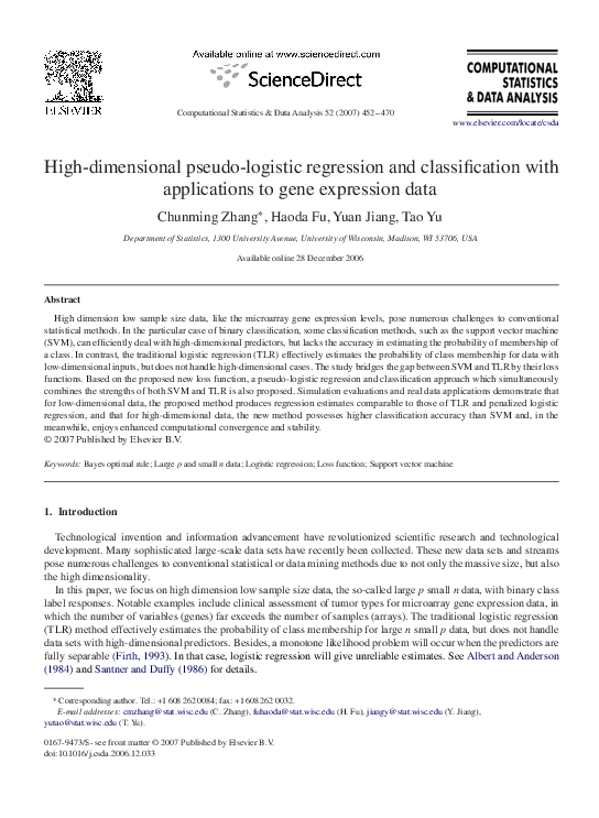 (PDF) Prediction and Variable Selection in High-Dimensional Misspecified Binary Classification ...