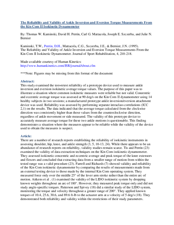 (PDF) The Reliability and Validity of Ankle Inversion and Eversion ...