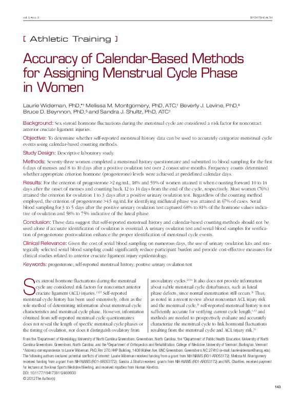 (PDF) Accuracy of Calendar-Based Methods for Assigning Menstrual Cycle ...