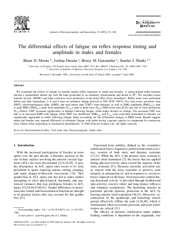 (PDF) The differential effects of fatigue on reflex response timing and ...