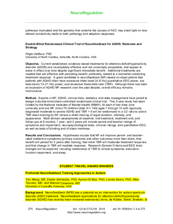 (PDF) Prefrontal Neurofeedback Training Approaches in Autism