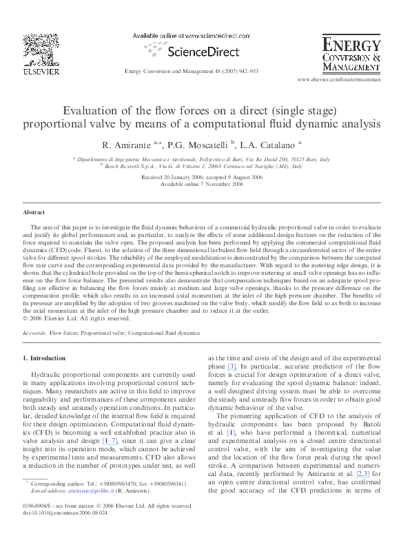 (PDF) Evaluation of the flow forces on a direct (single stage ...