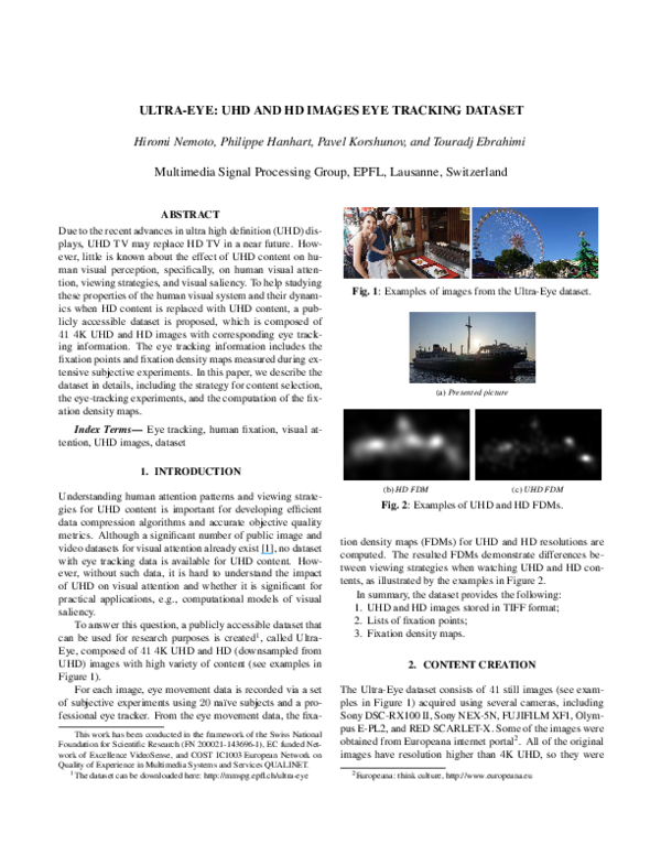(PDF) Ultra-Eye: UHD and HD images eye tracking dataset