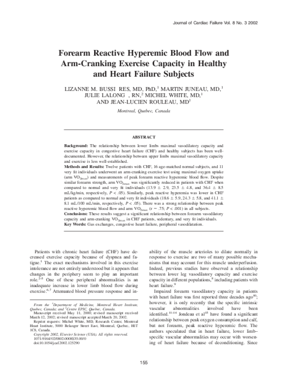 (PDF) Forearm reactive hyperemic blood flow and arm-cranking exercise ...