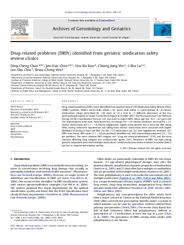 (PDF) Drug-related problems (DRPs) identified from geriatric medication ...