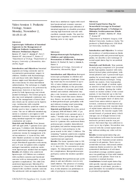 (PDF) VID-01.03: Scrotal Septal Dartos Flap for Neourethral Coverage in ...