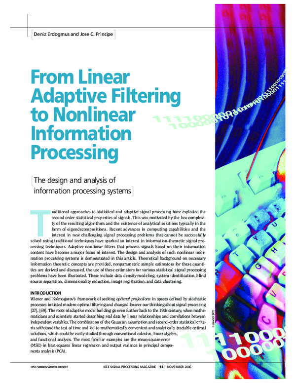 Pdf From Linear Adaptive Filtering To Nonlinear Information