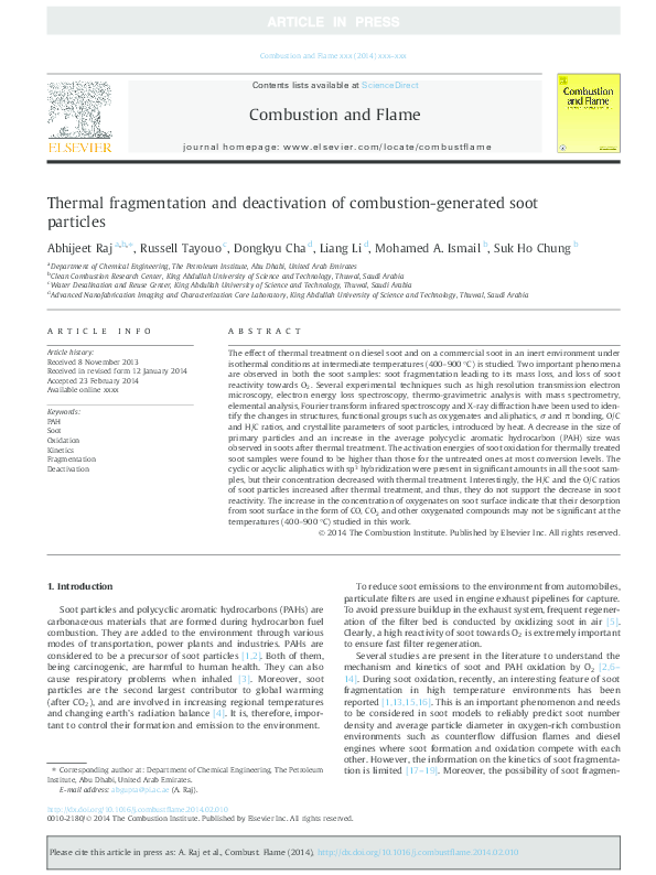 (PDF) Thermal fragmentation and deactivation of combustion-generated ...