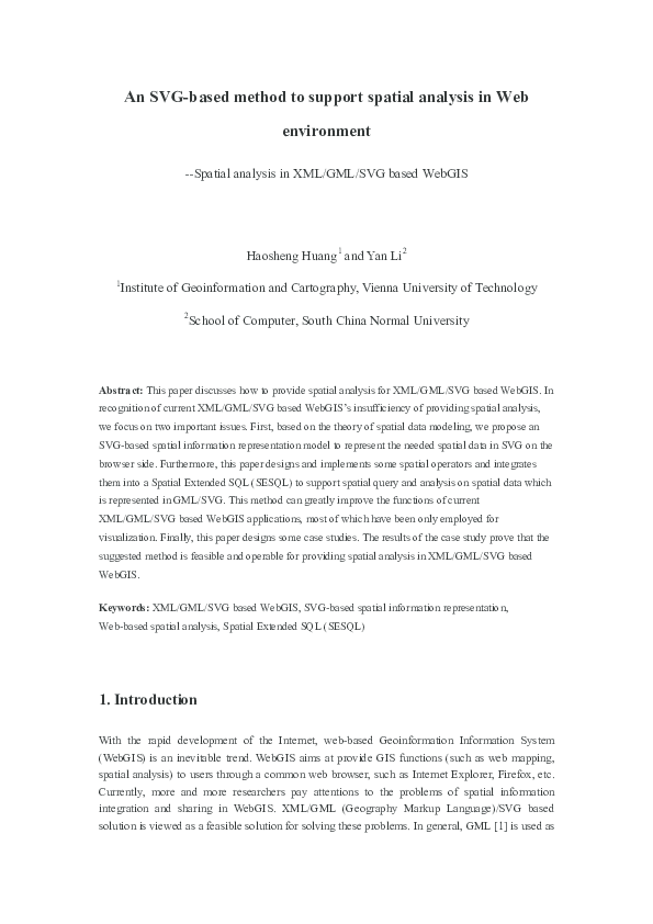 (PDF) An SVG-based method to support spatial analysis in XML/GML/SVG-based WebGIS