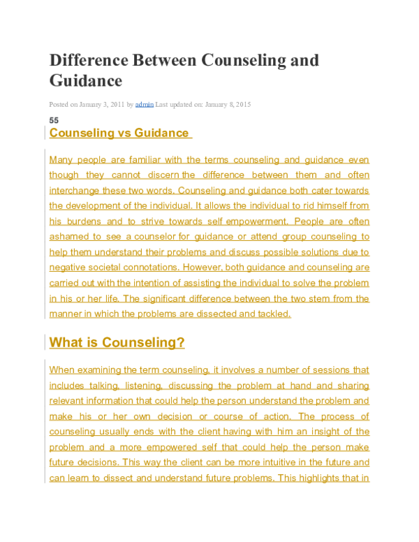 (DOC) Difference Between Counseling and Guidance Counseling vs Guidance