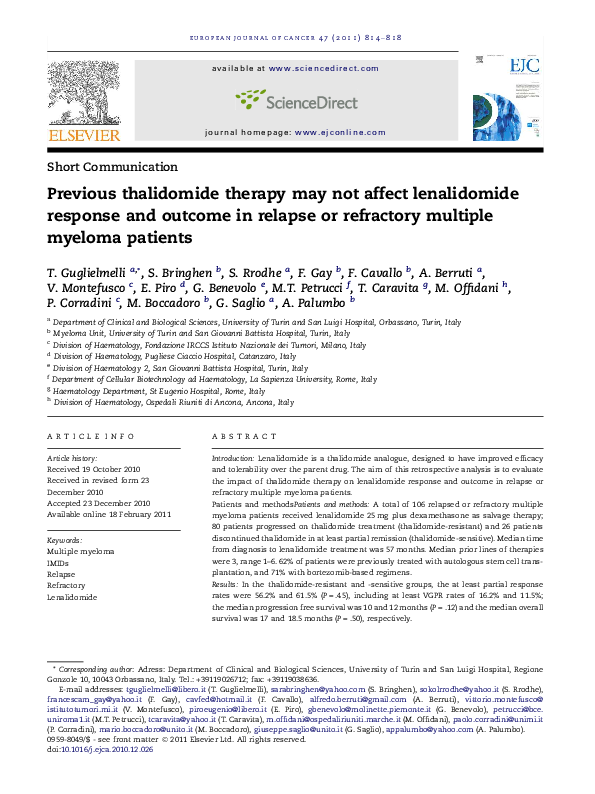 (PDF) Previous thalidomide therapy may not affect lenalidomide response and outcome in relapse ...