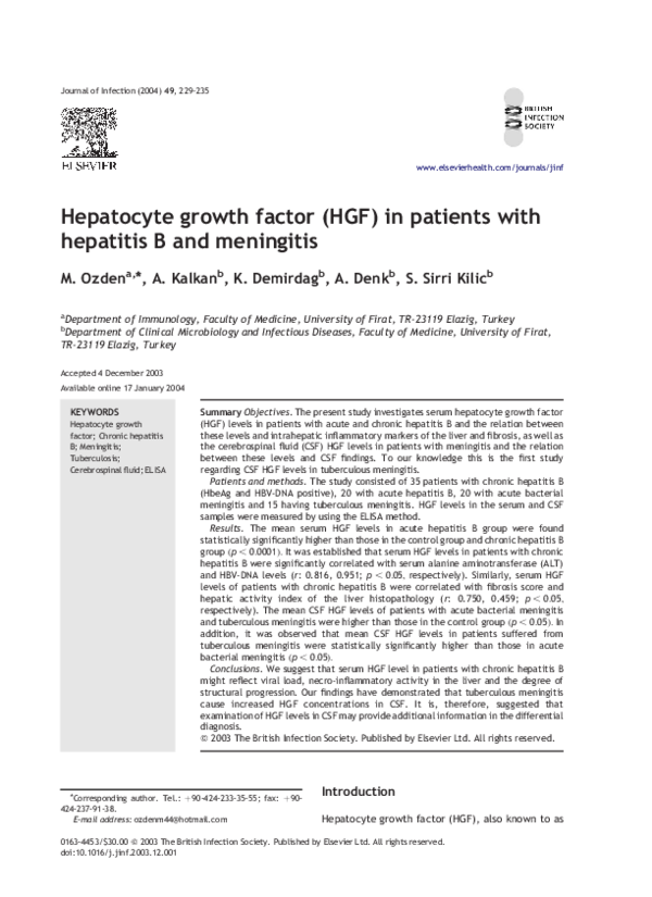 (PDF) Hepatocyte growth factor (HGF) in patients with hepatitis B and meningitis