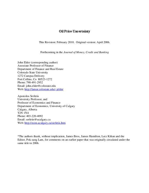 (PDF) Oil Price Uncertainty