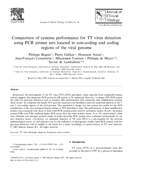 (PDF) Comparison of systems performance for TT virus detection using ...