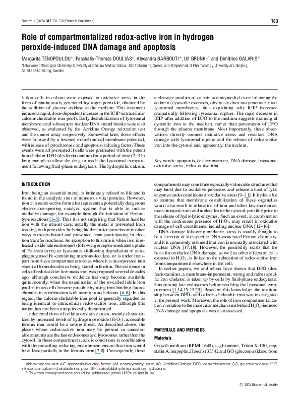 (PDF) Role of compartmentalized redox-active iron in hydrogen peroxide ...