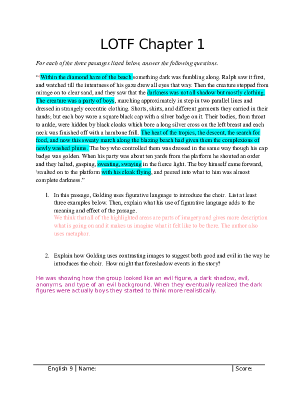 (DOC) LOTF Chapter 1 | dharsana lakshmi - Academia.edu