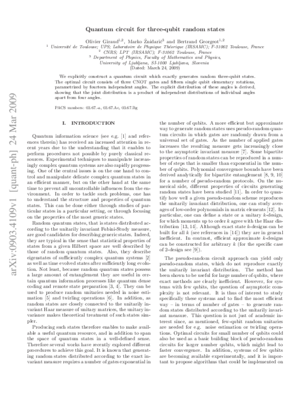 (PDF) Quantum circuit for three-qubit random states