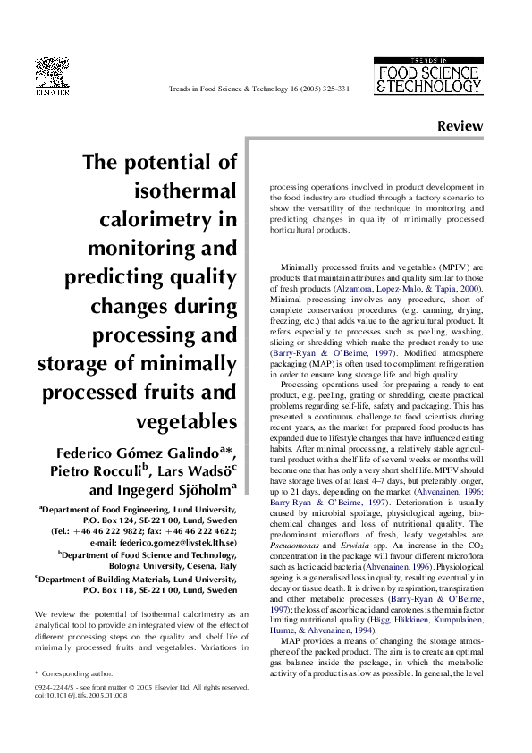 (PDF) The potential of isothermal calorimetry in monitoring and ...
