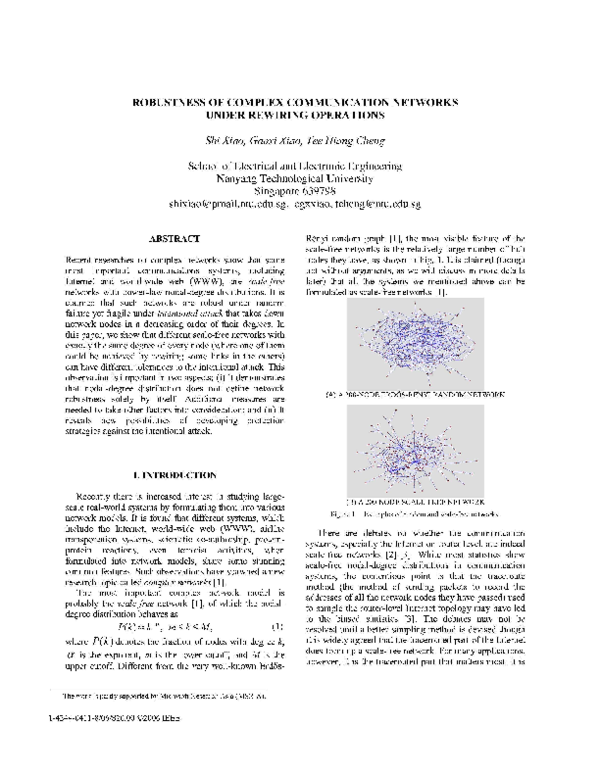 (PDF) Robustness of Complex Communication Networks under Rewiring Operations