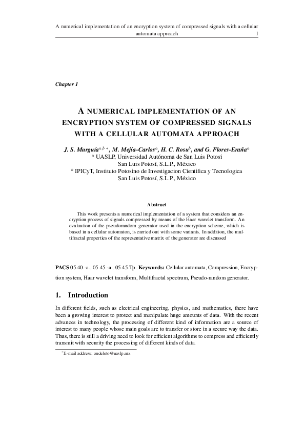 Pdf A Numerical Implementation Of An Encryption System Of Compressed